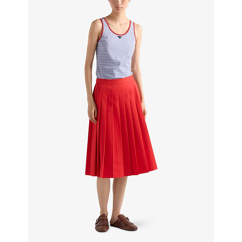 PRADA Striped Cotton-Jersey Tank Top